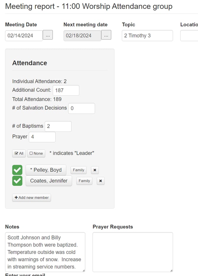 New! A better way to record worship total attendance and decisions